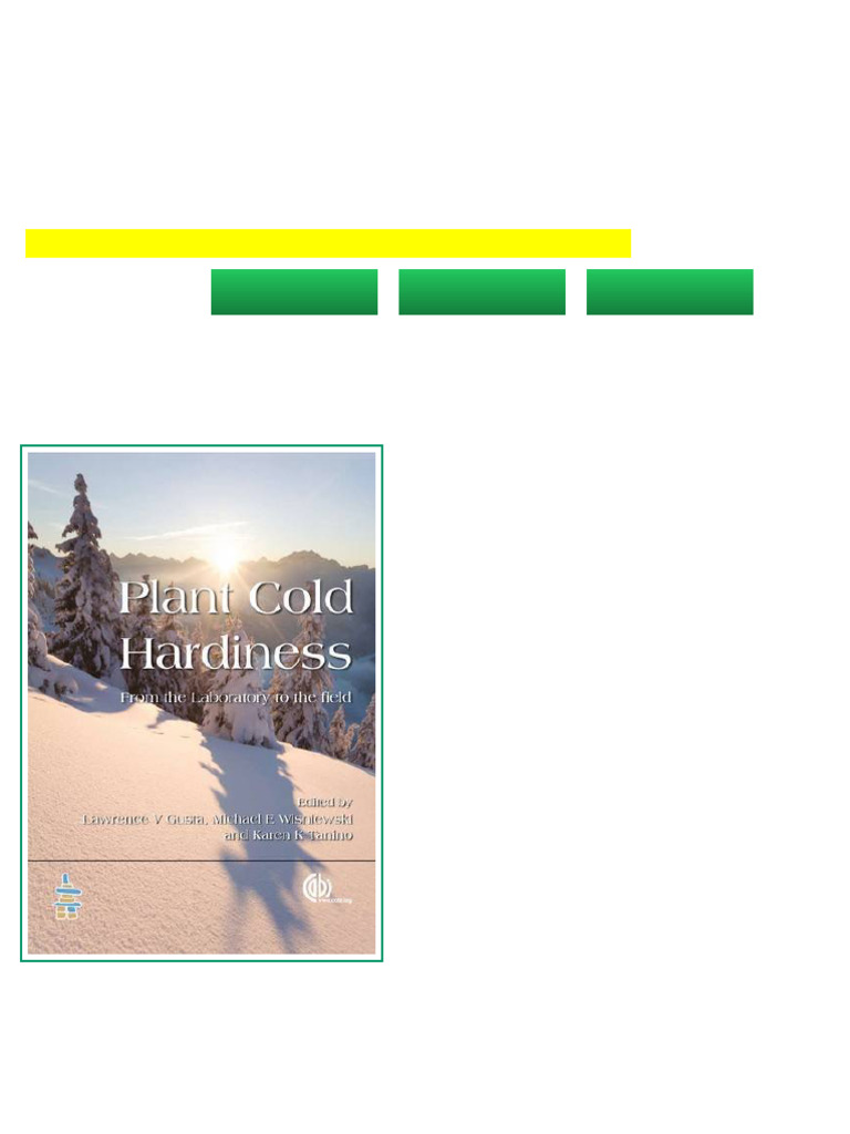 Plant Cold Hardiness Cabi First Edition Lawrence V Gusta: Mirror Link ...