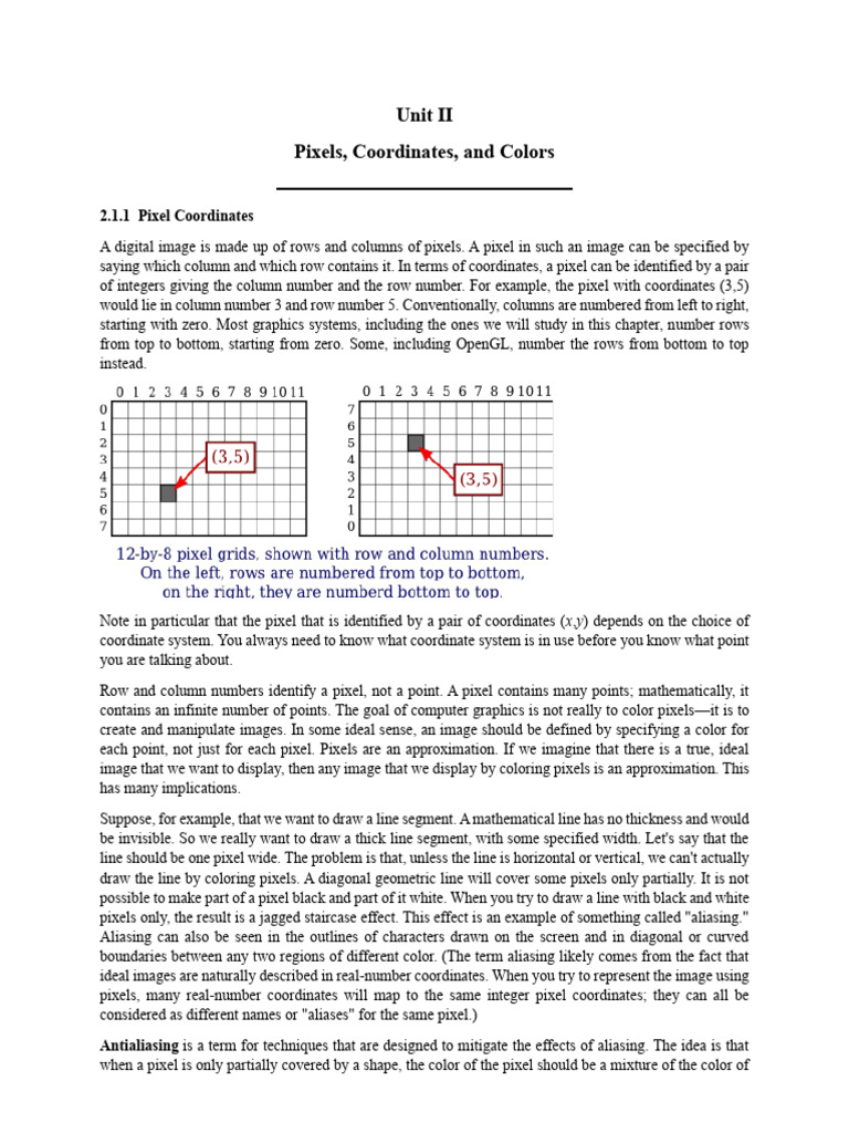 Understanding Pixels and Coordinates in Graphics | PDF | Rgb Color ...