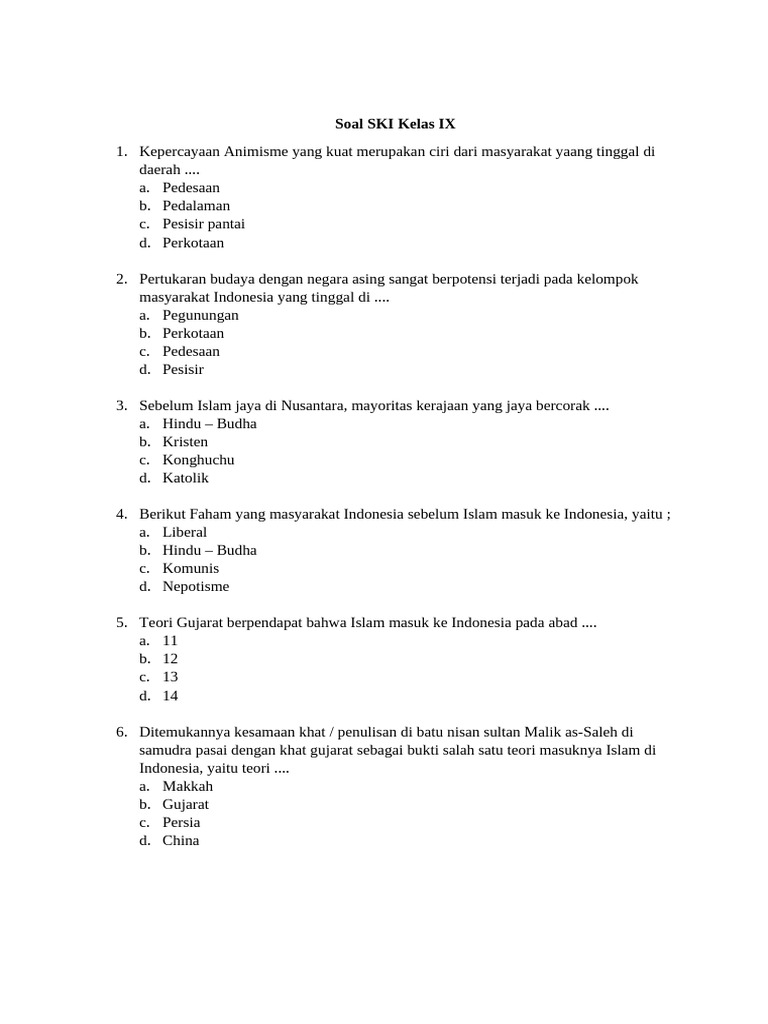 Soal SKI Kelas IX | PDF