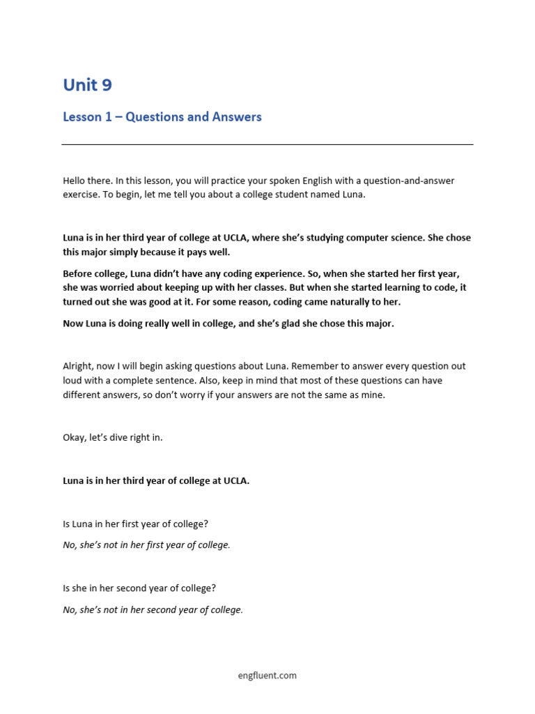 Unit 9 - Lesson 1 | PDF