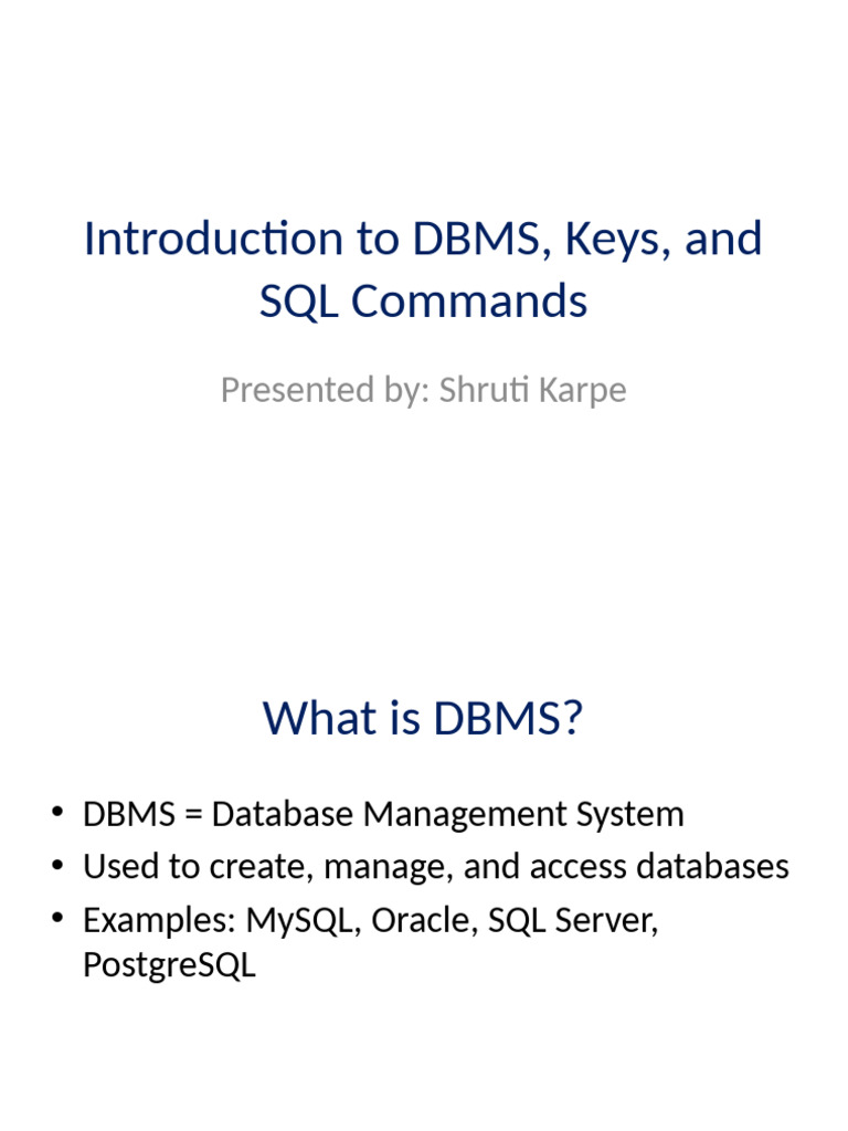 DBMS Teaching Presentation | PDF