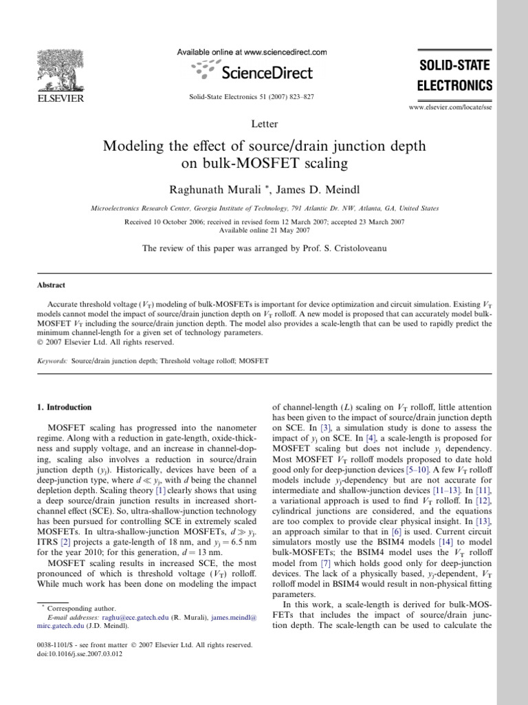 Depth | PDF | Mosfet | Field Effect Transistor