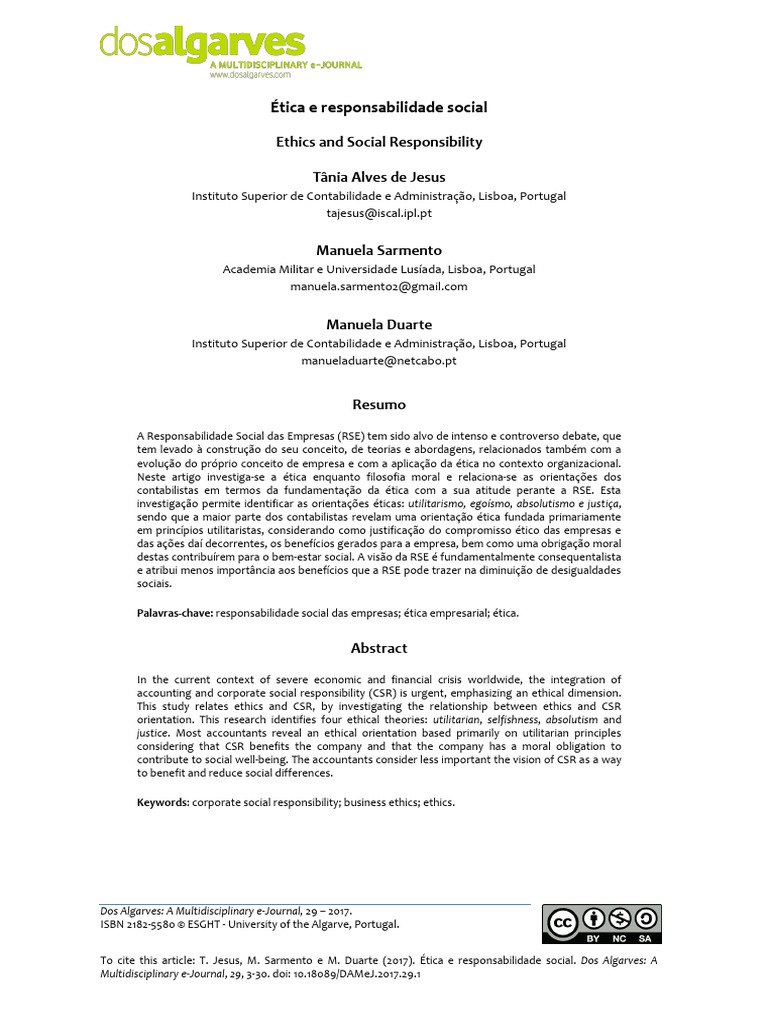Etica e Responsabilidade Social | PDF | Economia | Moralidade