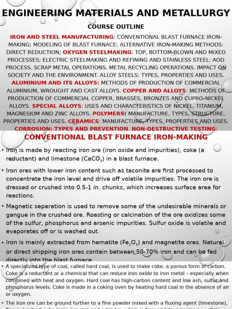 Engineering Materials & Metallurgy Overview | PDF | Iron | Gibbs Free ...