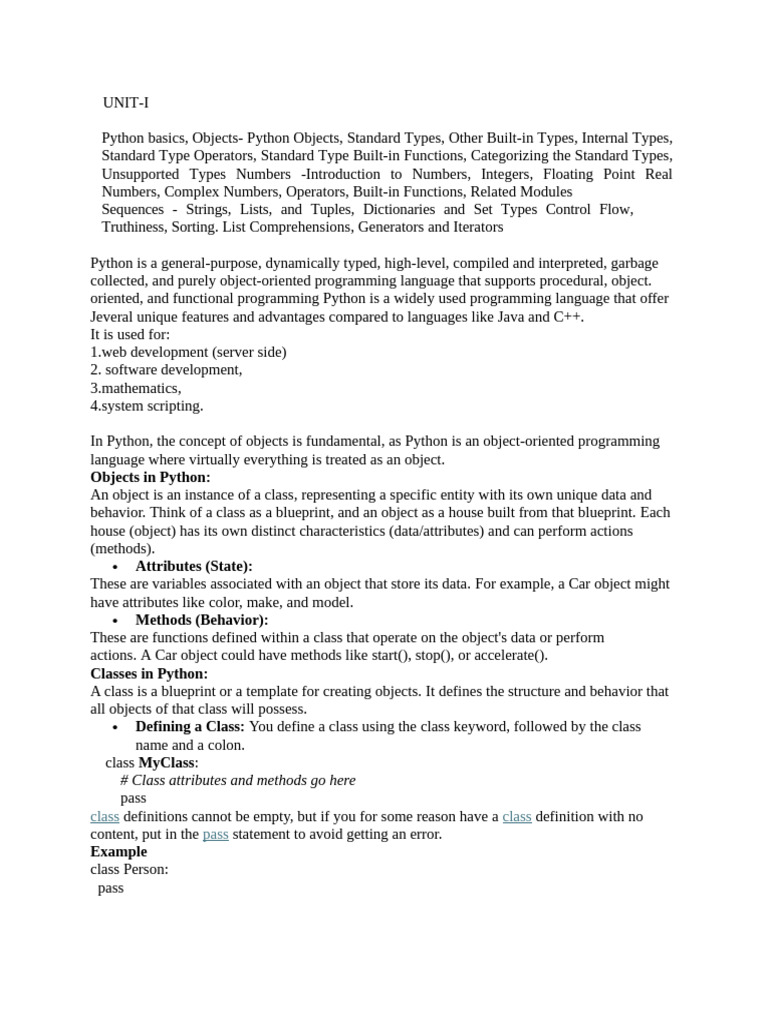 Adp Vi Sem Unit I | PDF | Data Type | Class (Computer Programming)