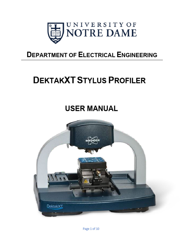Bruker Stylus Profiler User Instructions | PDF | Cursor (User Interface ...