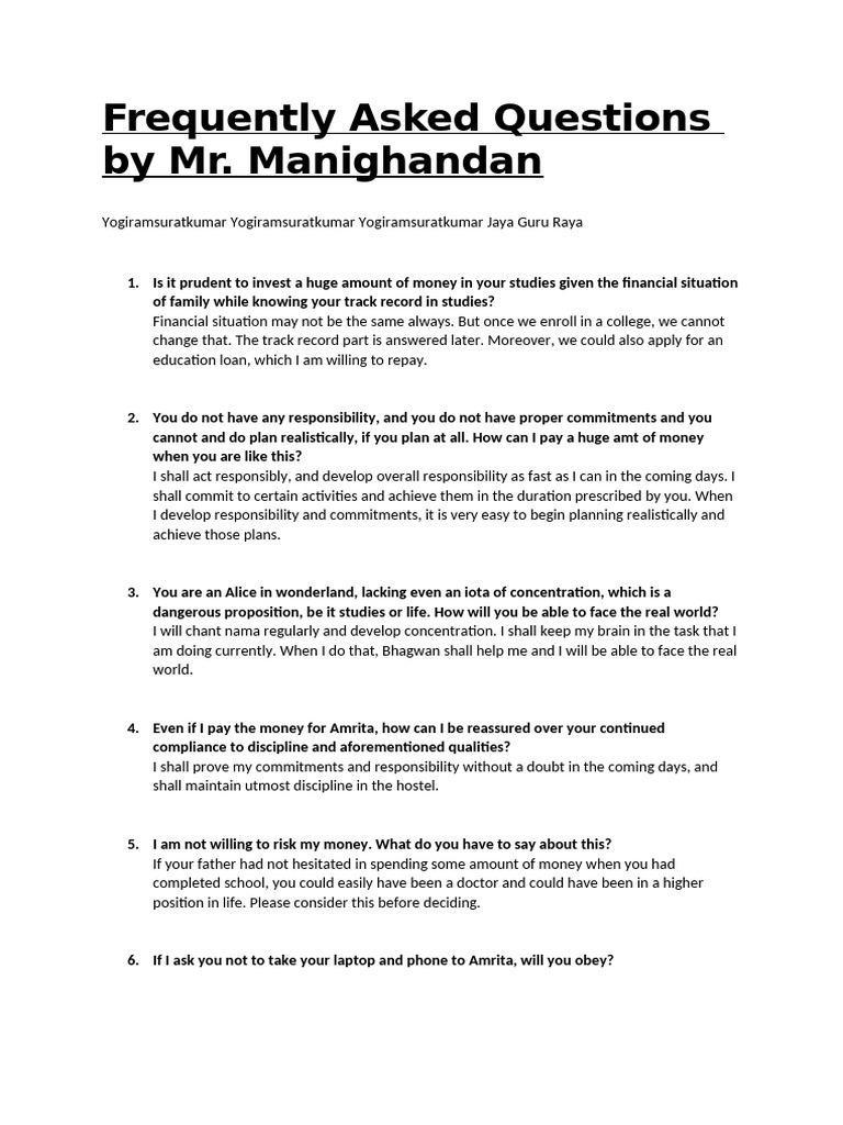 Frequently Asked Questions | PDF