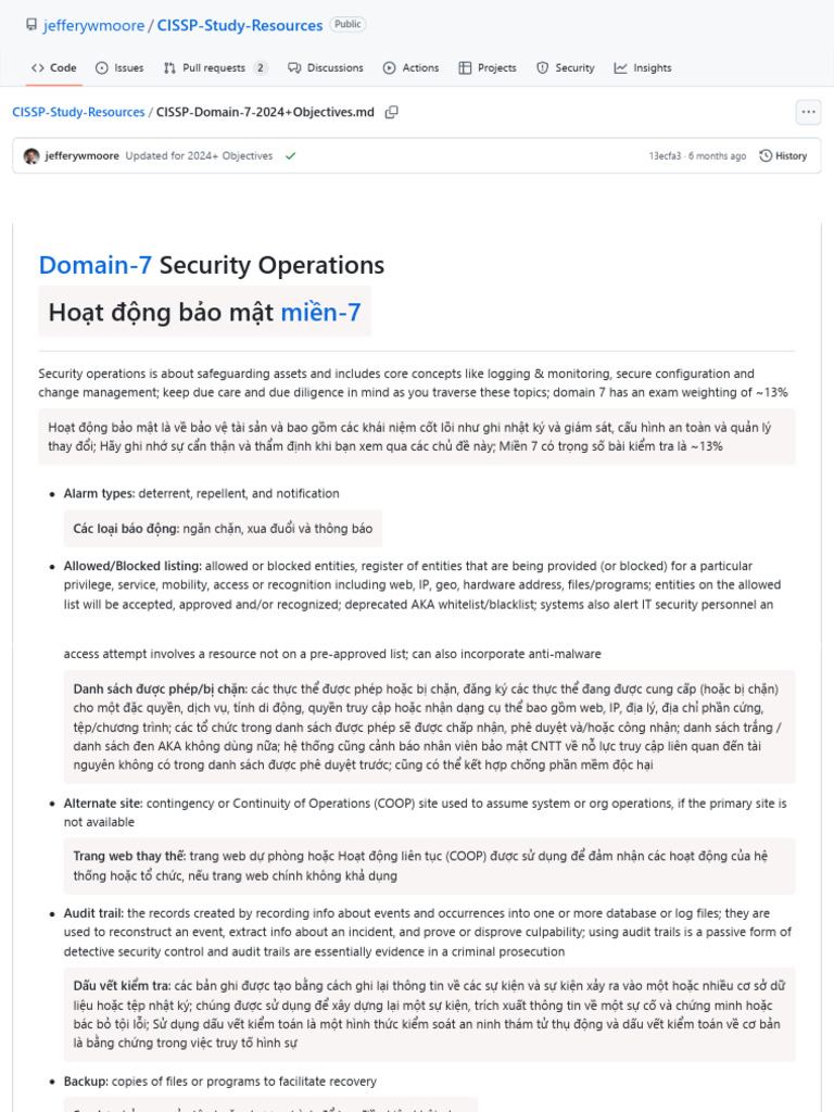 CISSP Study Resources_CISSP Domain 7 2024+Objectives.md at Main · Jefferywmoore_CISSP Study ...