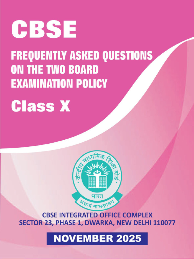 FAQs Booklet on the 02 Board Examination Policy for Class - X of the ...