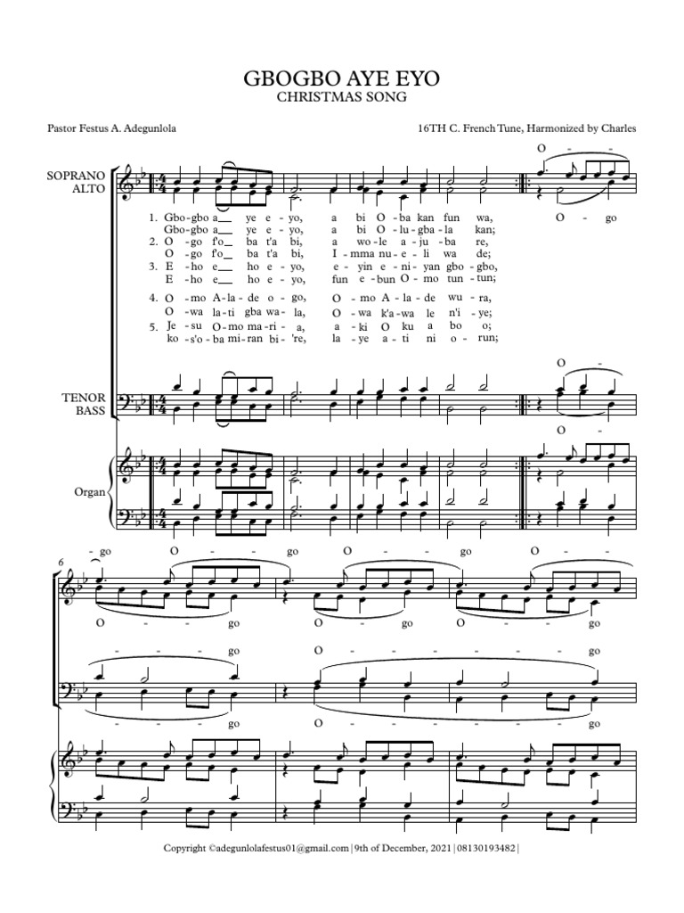 Partition de "Gbogbo Aye Eyo" | PDF | Graphèmes | Collation