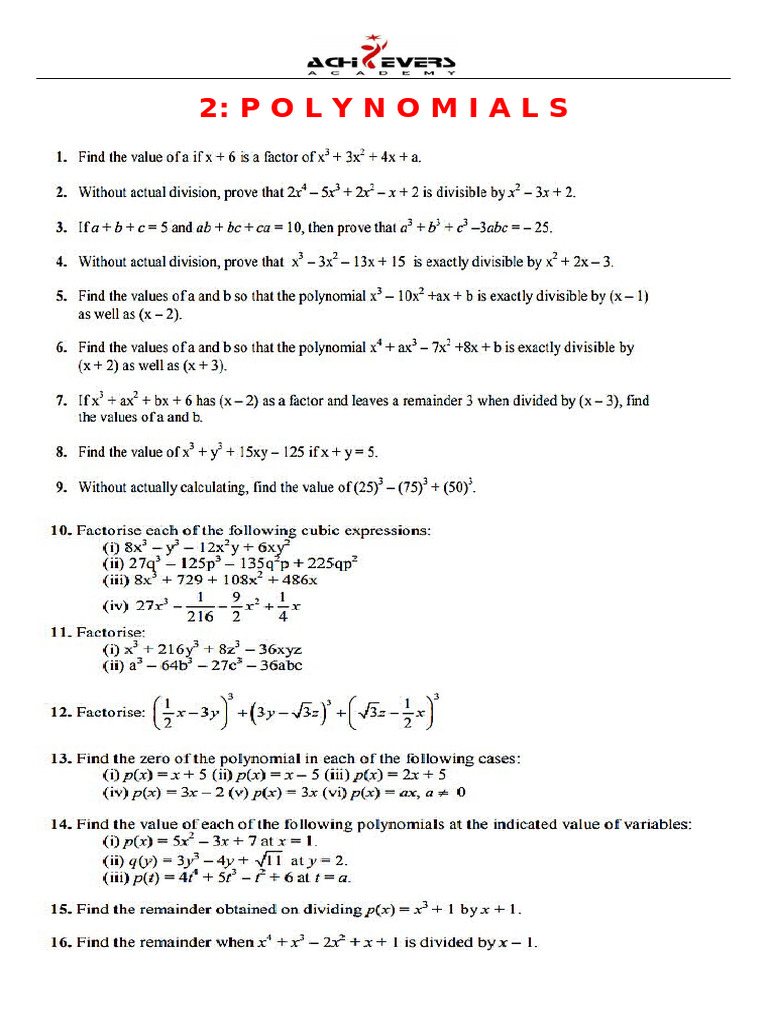 9th Math L-2 Revision Ques | PDF