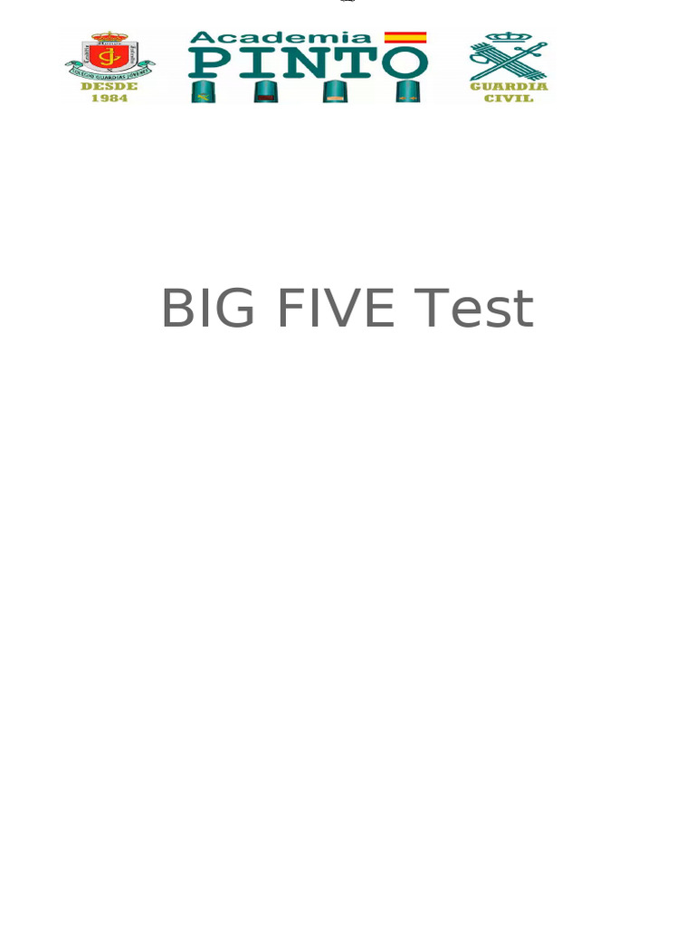 Cuestionario del Test Big Five | PDF