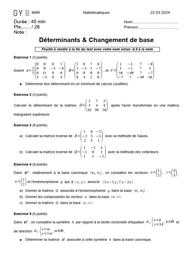 Déterminants et Matrices Inverses en Mathématiques | PDF | Déterminant ...