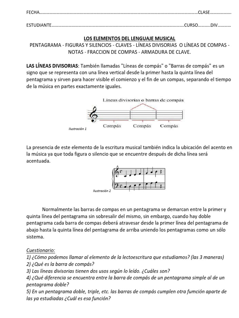 Elementos del Lenguaje Musical: Barras de Compás | PDF | Elementos de ...