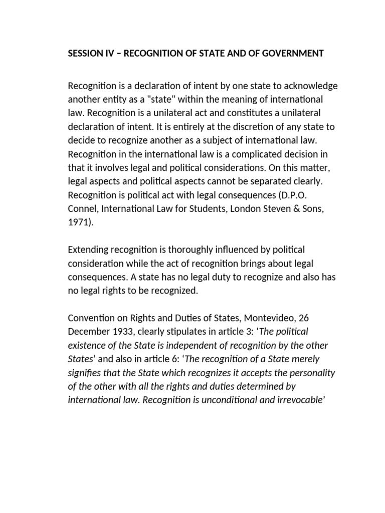 Understanding State Recognition in International Law | PDF ...