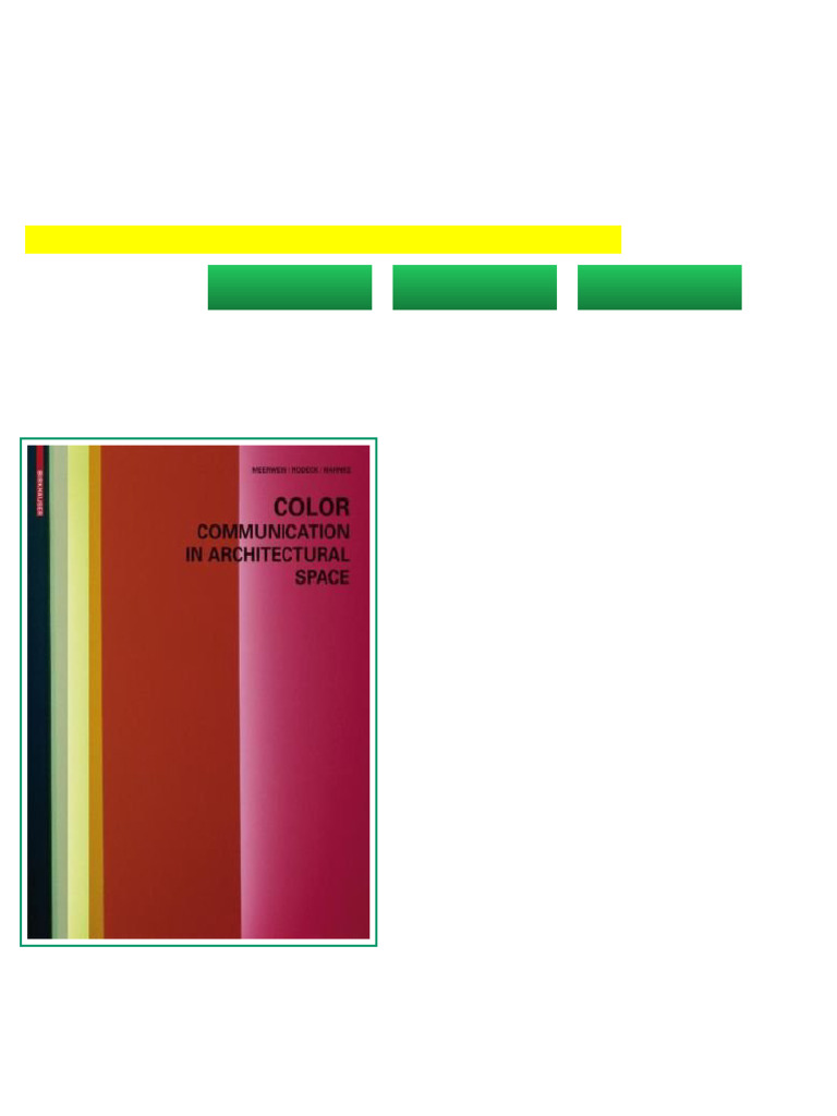 Color Communication in Architectural Space 1st Edition Gerhard Meerwein ...