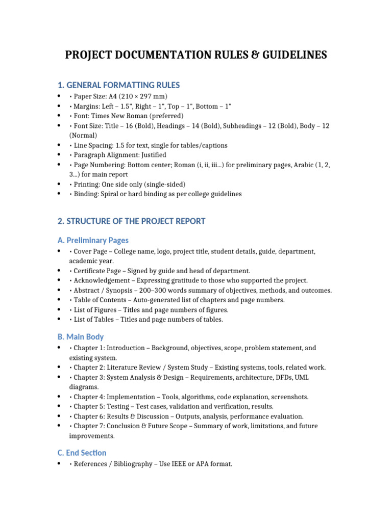 Project Documentation Rules | PDF | Software Engineering | Computing