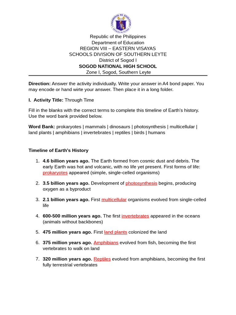 General Biology - Activity 1 4 | PDF | Evolution | Genetic Diversity