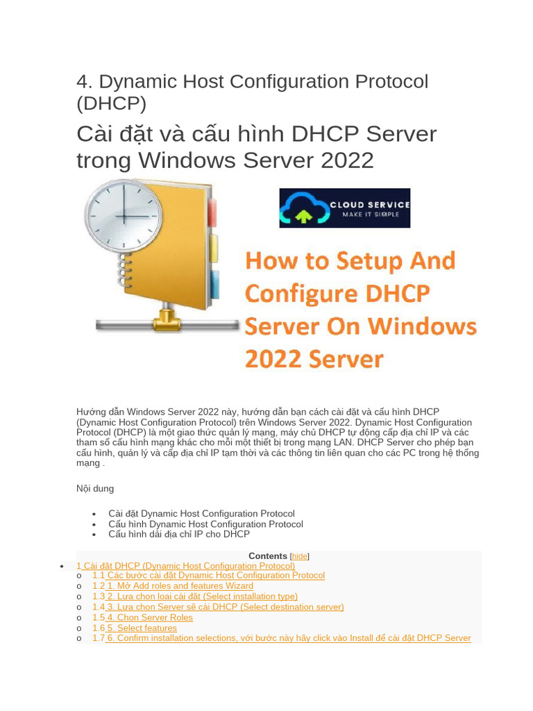 4.1 Cài Đặt Và Cấu Hình DHCP Server Trong Windows Server 2022 | PDF