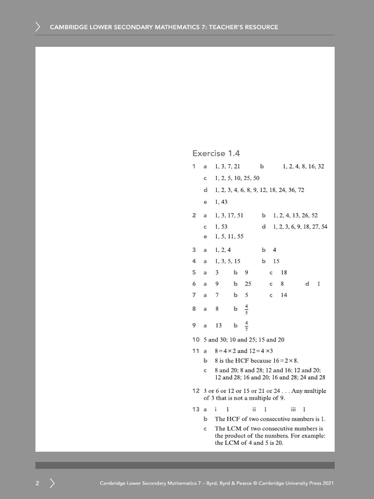 Year 7 - Answers To Homework 2 | PDF