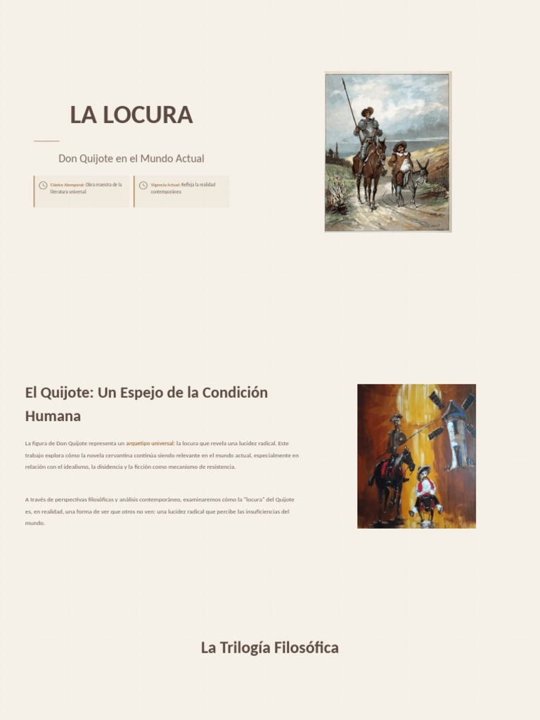 Don Quijote: Locura y Realidad Actual | PDF | Don Quijote | Existencialismo