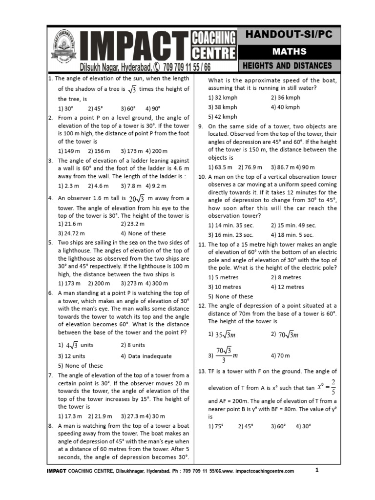 Heights and Distance English Ho | PDF | Ladder | Tower