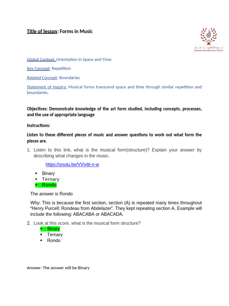 Grade 7 Forms in Music 3 | PDF | Musical Forms | Music Theory