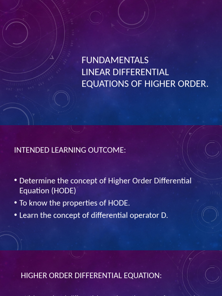 Higher Order Differential Equations Guide | PDF | Equations ...