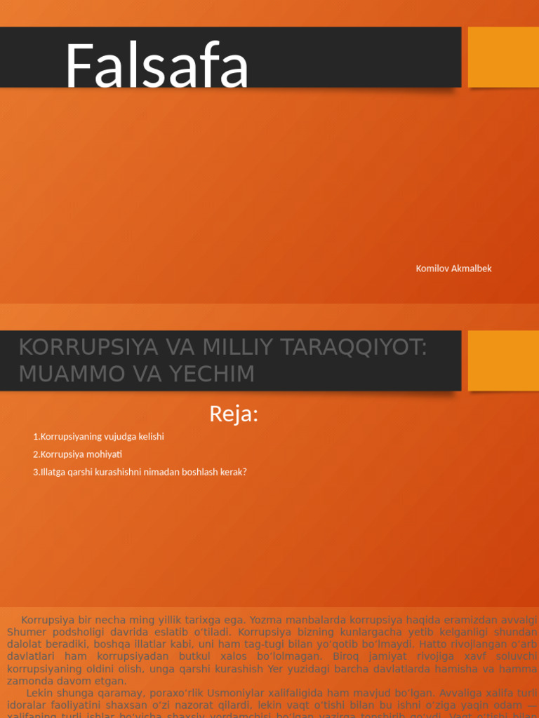 Falsafa Akmalbek | PDF