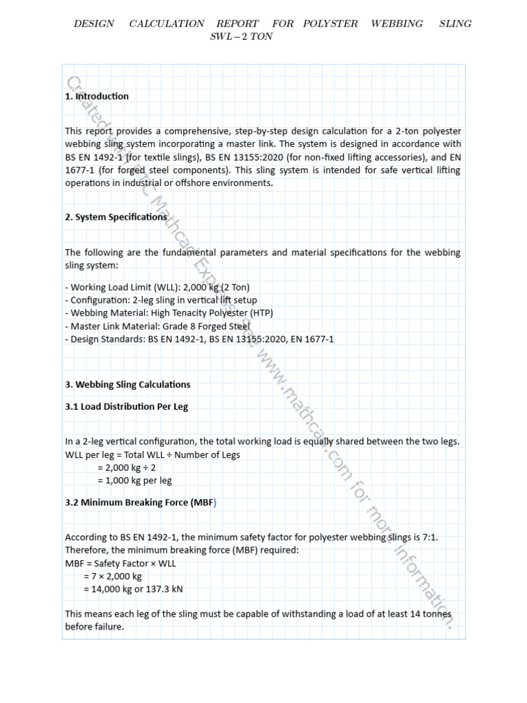 2-Ton Polyester Webbing Sling Design | PDF | Ultimate Tensile Strength ...