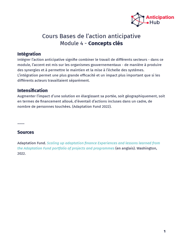 Concepts clés de l'action anticipative | PDF