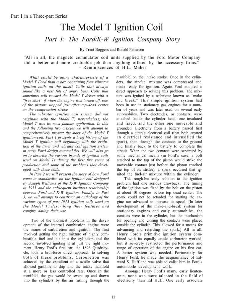 Model T Ignition System | PDF | Inductor | Ignition System