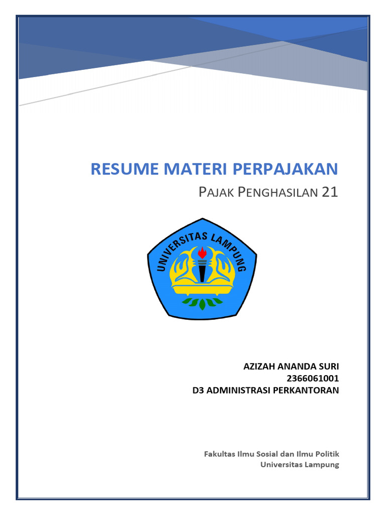 2366061001_Azizah Ananda Suri_Tugas Resume PPh 21 | PDF