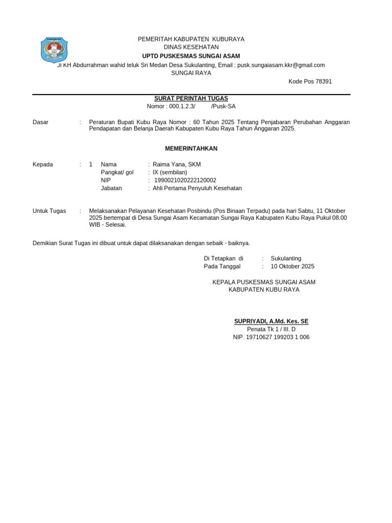 Surat Tugas - Oktober | PDF