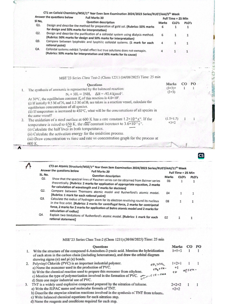 CT Question - Chemistry | PDF