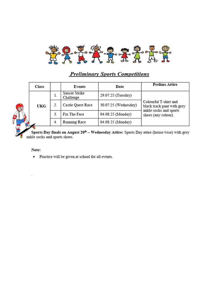 Preliminary Sports Day Schedule 2025 | PDF
