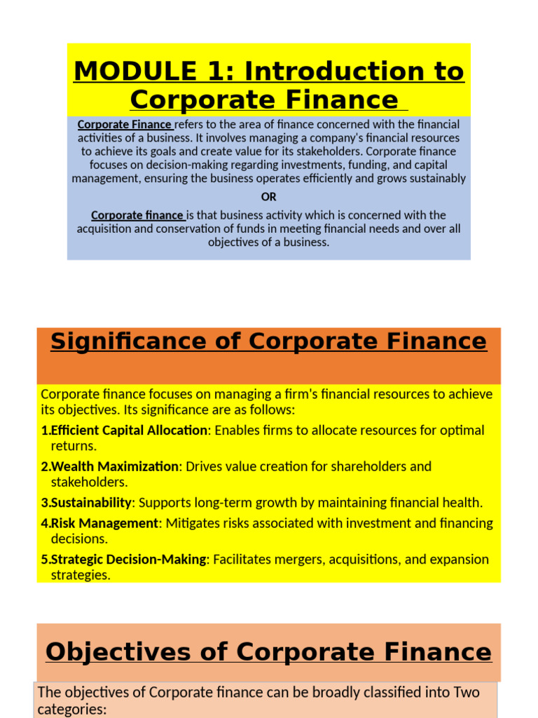 Corporate Finance: Key Concepts & Roles | PDF | Factoring (Finance) | Banks
