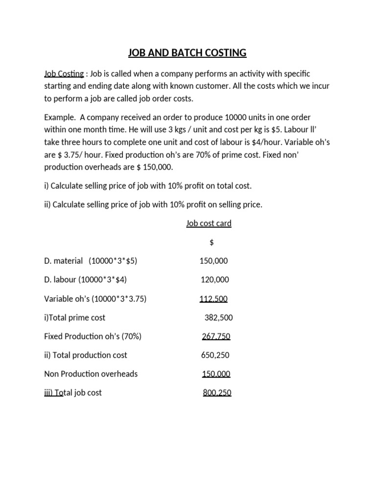 Job and Batch Costing Explained | PDF | Cost Of Goods Sold | Cost