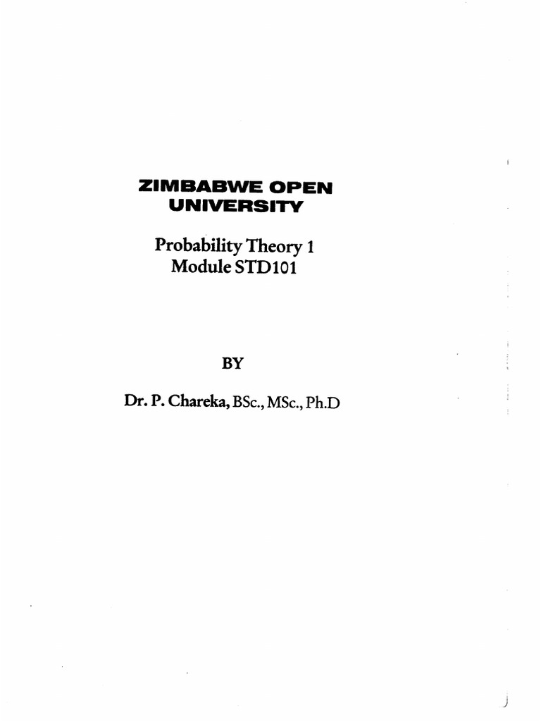 Bstd101 Probability Theory 1 Module | PDF