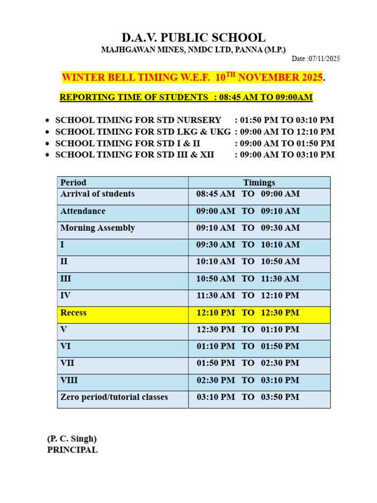 Winter Bell Timing | PDF