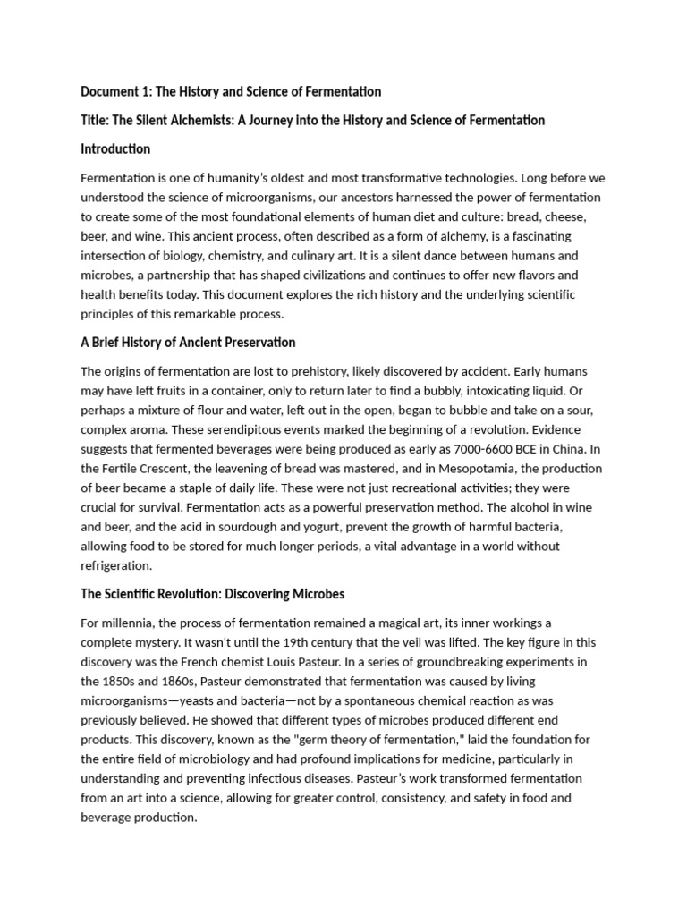 The History and Science of Fermentation | PDF | Fermentation | Yeast