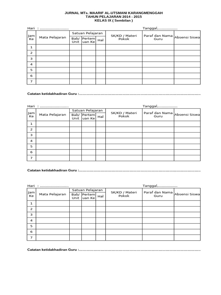Absensi Siswa dan Guru MTs Ma'arif | PDF
