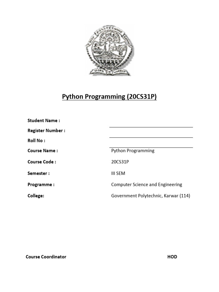 20CS31P Python LabManual | PDF | Summation | Python (Programming Language)