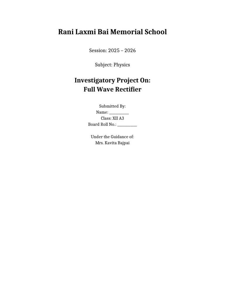 Full Wave Rectifier Physics | PDF | Rectifier | Diode
