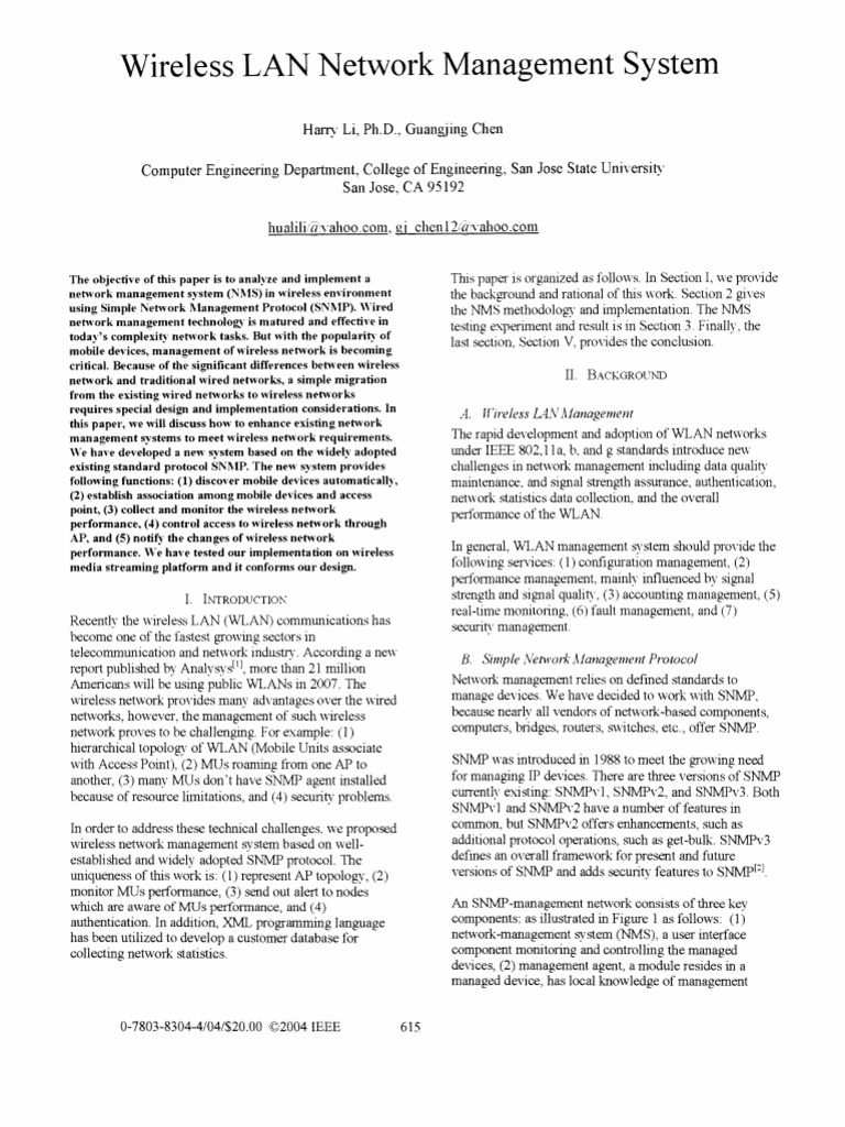 Wireless LAN Network Management System | PDF | Wireless Lan | Computer ...
