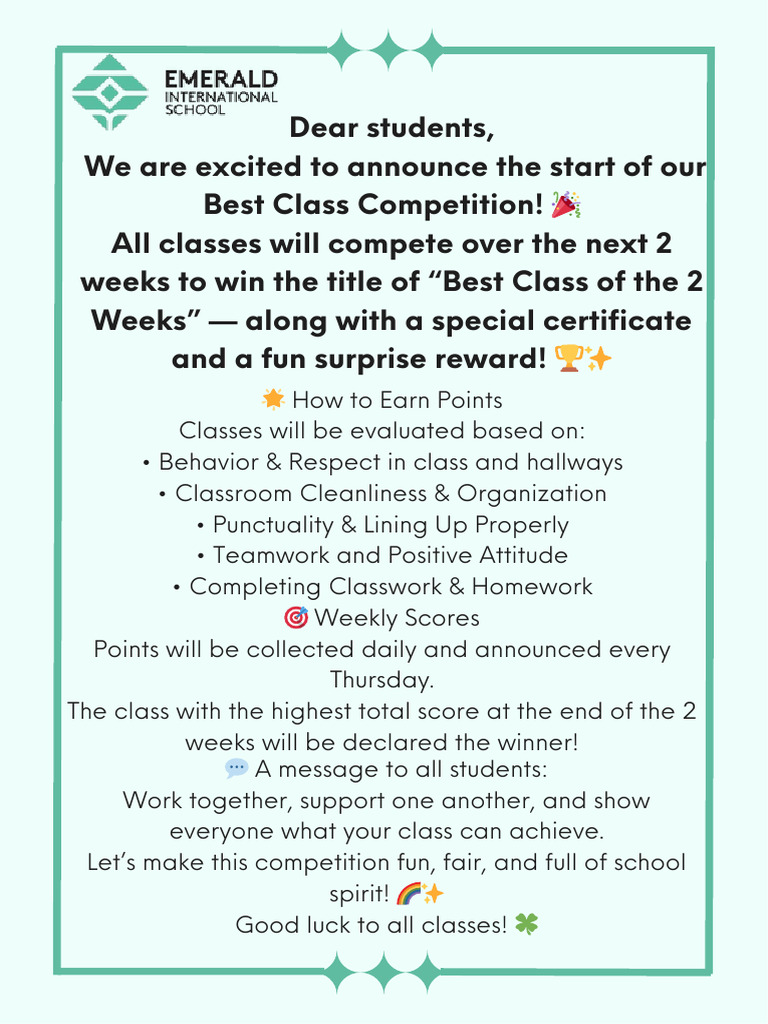 Best Class Competition Guidelines | PDF
