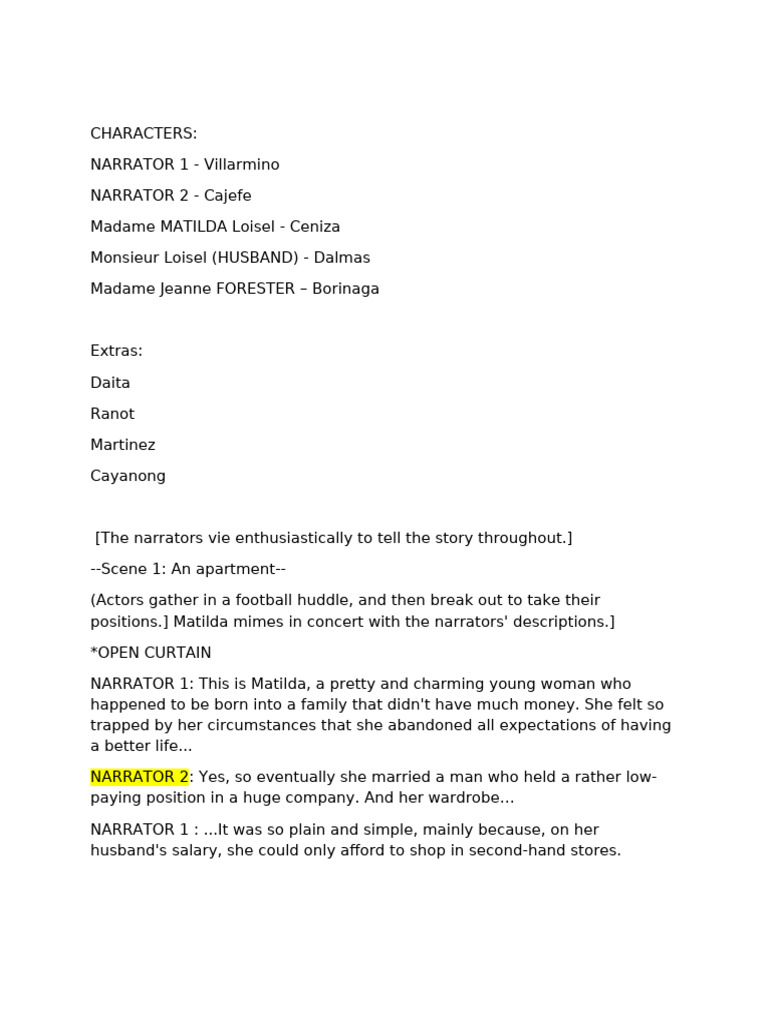 REVISED-Chamber-Theatre Script Necklaces | PDF | Softlines (Retail)