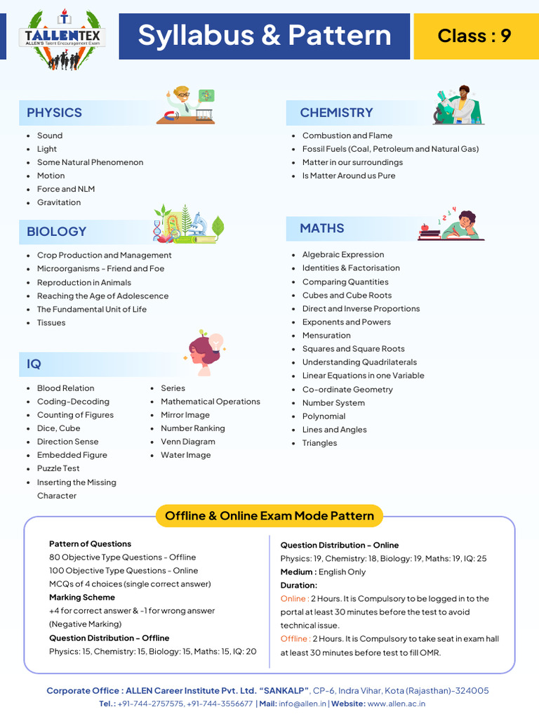 Class 9 Tallentex Syllabus | PDF | Mathematics | Equations