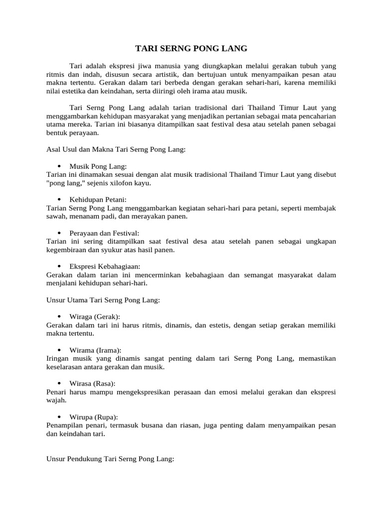 Tari Serng Pong Lang: Ekspresi Budaya Thailand | PDF