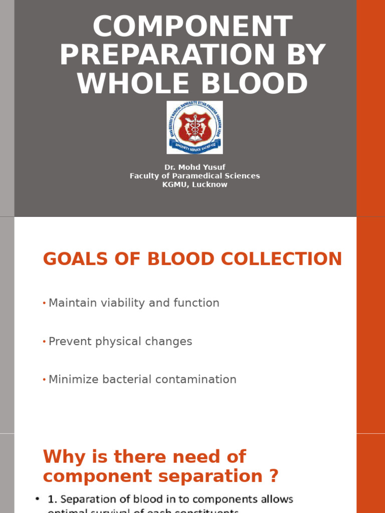 Component Preparation by Whole Blood | PDF